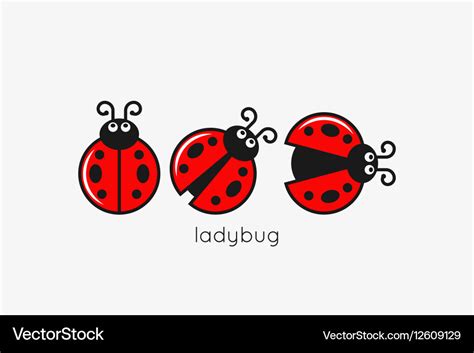 Ladybug Logo Set On White Design Background Vector Image