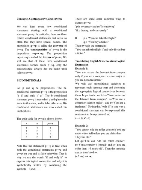 converse contrapositive and inverse pdf if and only if proposition