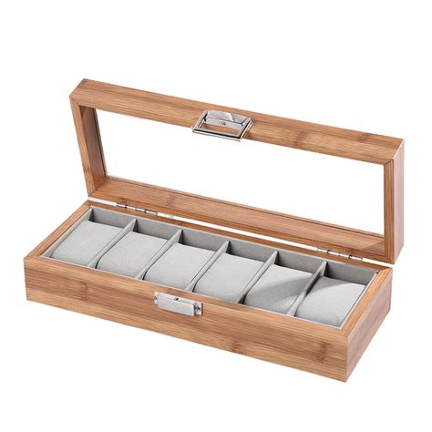Versatile 3 6 12 Grid Wooden Watch Organizer Glass Covered Storage Box