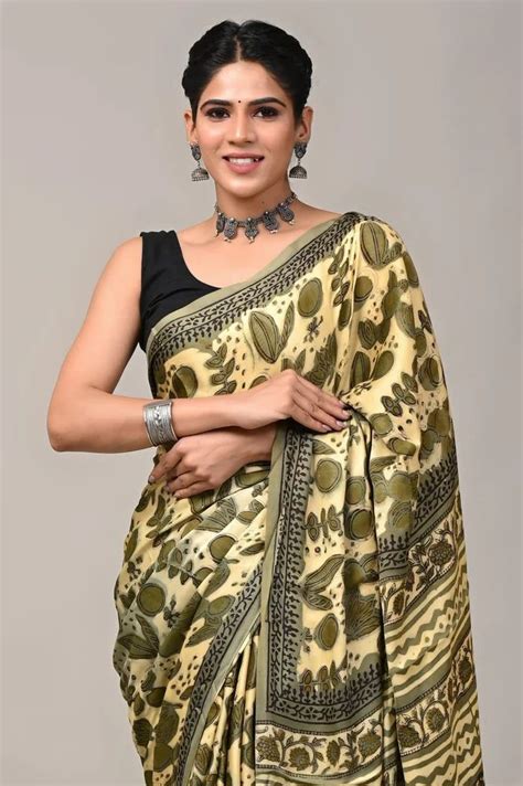 Hand Block Vanaspati Printed Modal Silk Saree At ₹ 2350piece Modal
