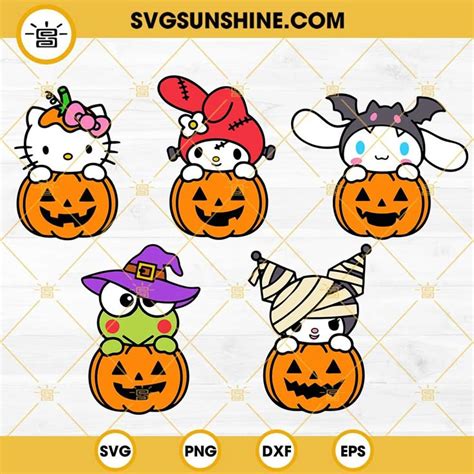 Sanrio Characters Halloween Svg Hello Kitty Pumpkin Svg Kuromi Svg