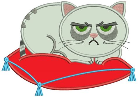 Looks Like Grumpy Cat Sitting On A Pillow Applique Machine Embroidery