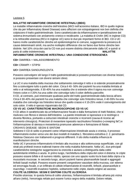 Malattie Infiammatorie Croniche Intestinali Dispense Di Gastroenterologia Docsity