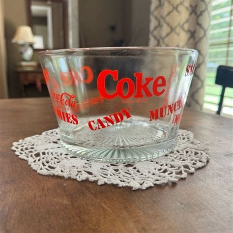 Kitchen Vintage Cocacola Coke Heavy Glass Snack Candy Bowl Ice Bucket