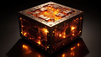 Futuristic Glowing Tech Cube Advanced Computing Design