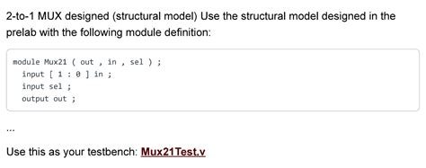 Solved 11 이 이 S 2 To 1 Mux Designed Structural Model Use