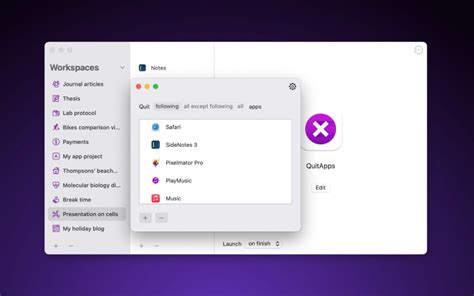 Workspaces Using Quitapps Plugin Apptorium