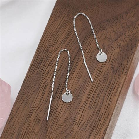 Sterling Silver Tiny Round Disk Ear Threaders By Silver Rain Silver