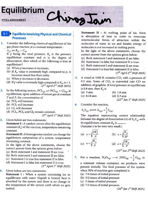 Equilibrium Pyqs Assignment Pdf