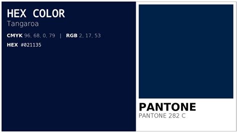 HEX #021135 to PMS Code PANTONE 282 C Conversion chart (PMS Solid Coated)
