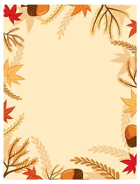 Free Vector Autumn Aframe Border Template With Maple Leaves And Acorn