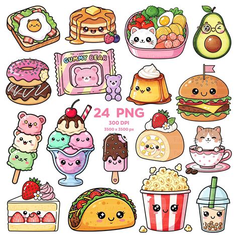 Kawaii Foodies Clipart Cute Food Clipart Food Png Colorful Food