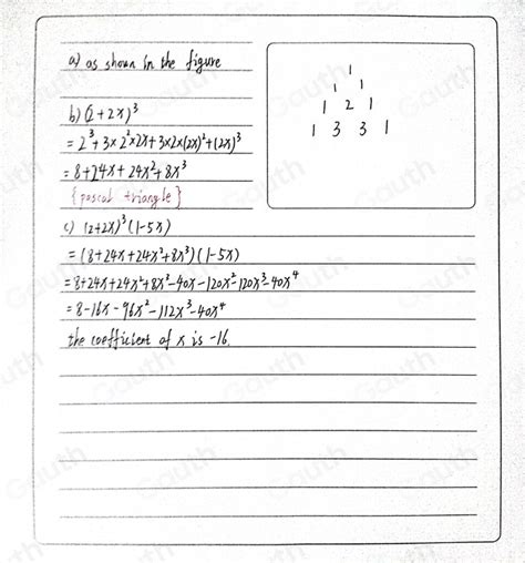 Solved Diagram Below Show A Part Of Pascal Triangle A Write Down The Empty Values Of Pascal