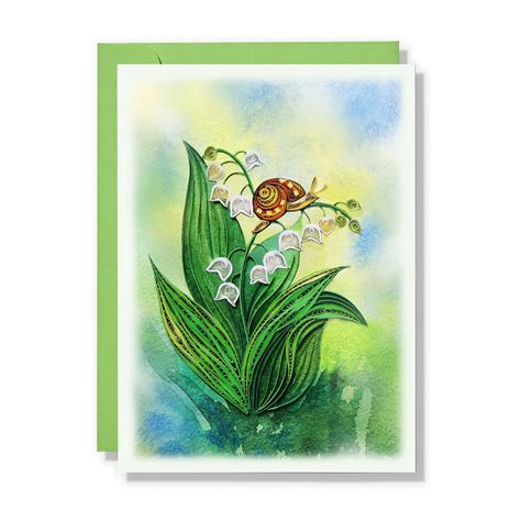 Happy Birthday Quilling Card Lily Of The Valley And Snail Flower Card