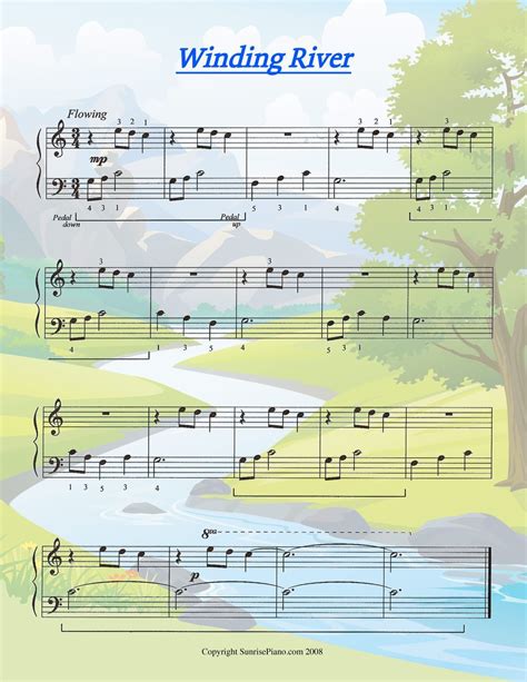 Winding River Elementary Piano Sheet Music Beginning Piano Sheet