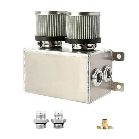Buy Neeknn L Twin Baffle Dual Filter Engine AN Oil Catch Can Tank