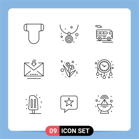 User Interface Pack Of 9 Basic Outlines Of Present Retrieve Bus Letter Download Editable Vector