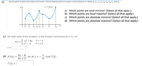 Solved 12 Use The Graph To Determine Whether The Function F