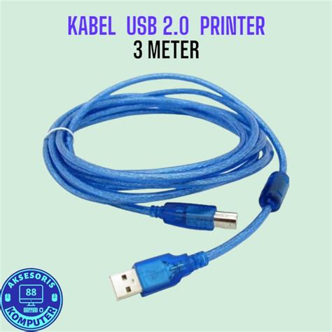 Jual Meter Kabel Usb Printer Meter Biru Hitam Kabel Usb A To B Printer Biru Hitam M