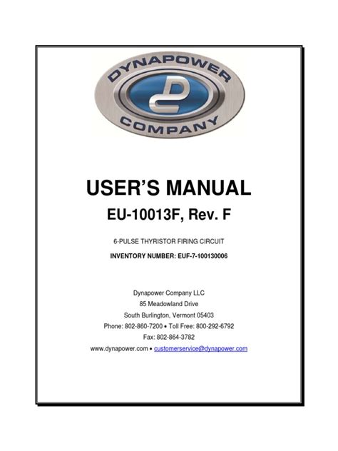 6 Pulse Thyristor Firing Circuit Users Manual Euf 7 100130006 Rev F