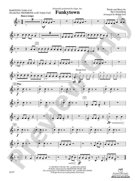Funkytown Baritone Tc Baritone Tc Part Digital Sheet Music Download
