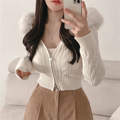 크리시크 저럼이x 꽈배기 니트 타이트핏 투웨이 크롭 후드집업 딱붙는핏퍼탈부착o