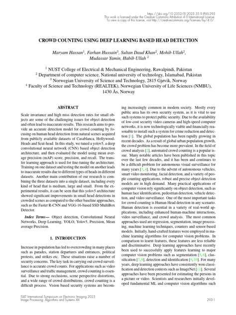 Crowd Counting Using Deep Learning Based Head Dete Download Free Pdf Deep Learning