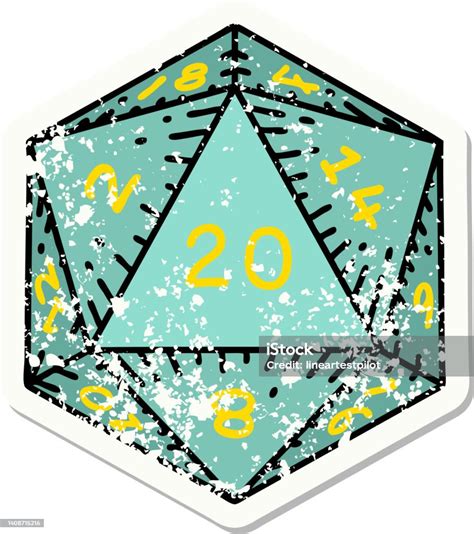 천연 20 D20 주사위 롤 그런 지 스티커 굴리기에 대한 스톡 벡터 아트 및 기타 이미지 굴리기 문신 미술품 Istock