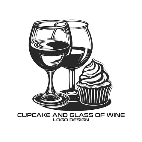 Premium Vector Cupcake And Glass Of Wine Vector Logo Design