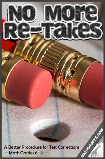 Procedure For Test Corrections In Math Class Math Classroom Middle