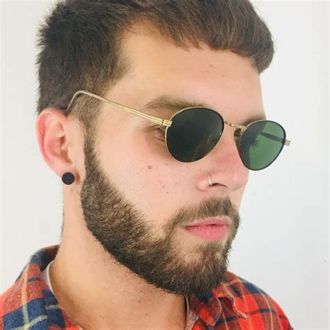Vintage Sunglasses Gold Round Sunglasses 1990s Depop