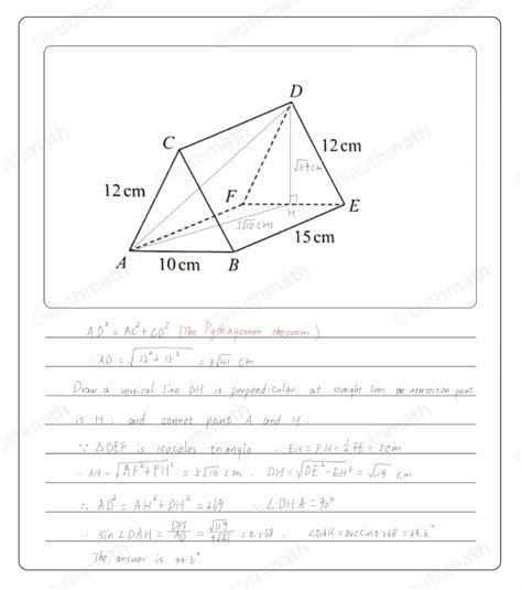 The Diagram Shows A Triangular Prism ABCDEF With A Gauthmath