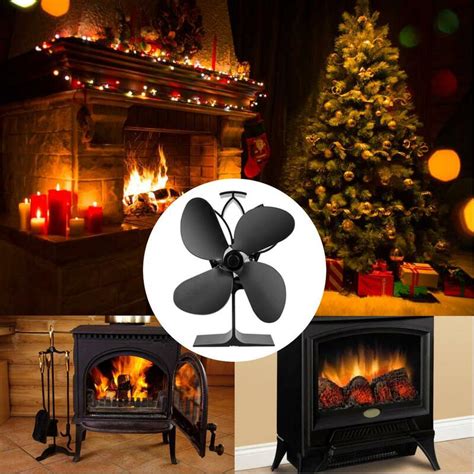 벽난로 팬 4 블레이드 열 전원 난로 팬 로그 목재 히터 버너 친환경 조용한 Ecofan 홈 열 Distribut 연료 절약 가열 냉각 및 통풍구