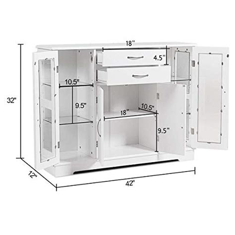 Giantex Sideboard Buffet Server Storage Cabinet W Drawers Cabinets And Glass Doors For