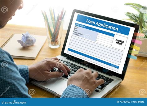 Loan Financial Application Form Filling The Form Of Business Credit Application Stock Image