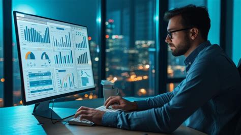 premium photo male software engineer analyzing data on multiple