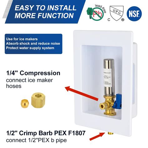 Snapklik Com EFIELD Premium Ice Maker Box 1 2 Inch Crimp Pex Inlet Installed 1 4 Turn Ball Valve
