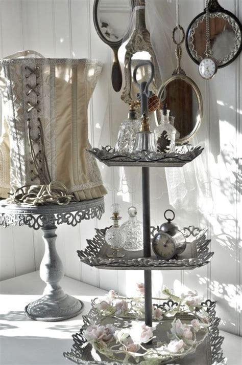 Corset Lamp Shade And Vintage Trays Shabby Chic Bathroom Shabby Chic