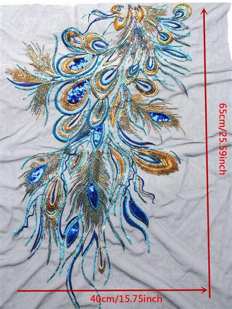 1pc Peacock Feather Pattern Diy Sewing Decoration Creative Multi