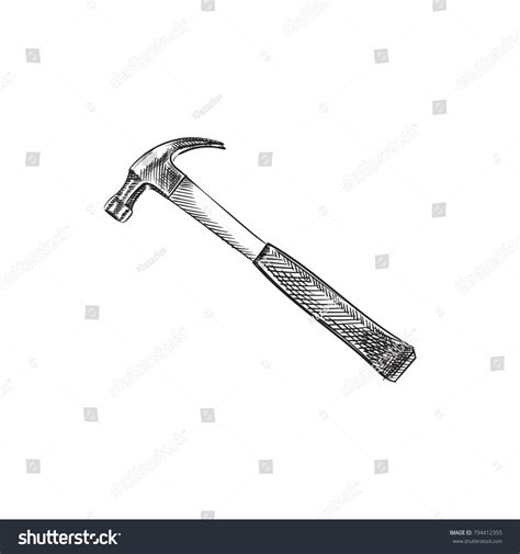 Hand Drawn Claw Hammer Sketch Symbol Stock Illustration 794412355
