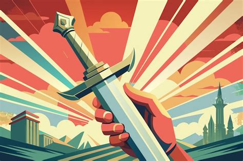 Premium Vector Impale Through Hand Sword Vector Illustration Flat 2
