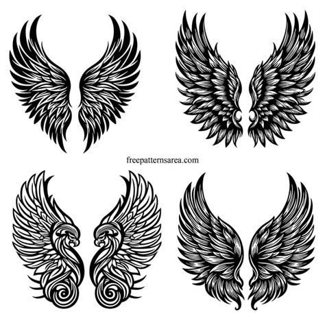 Artistic Angel And Bird Wing Vector Designs Svg Png And More Freepatternsarea