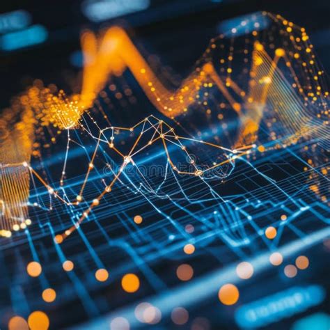 Abstract Digital Data Visualization With Glowing Graphs And Network