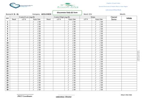 Glucometer Daily Qc Form Accu Check