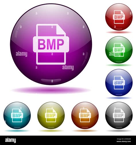 Bmp File Format Icons In Color Glass Sphere Buttons With Shadows Stock Vector Image And Art Alamy