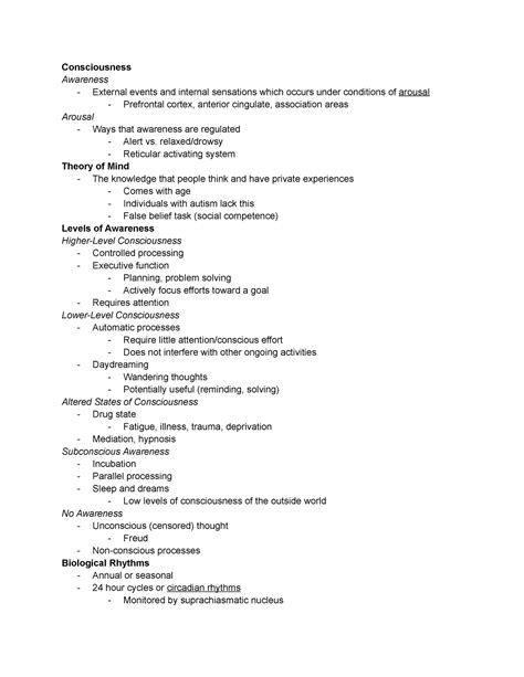 Chapter 4 Processing And Consciousness Consciousness Awareness External Events And Internal