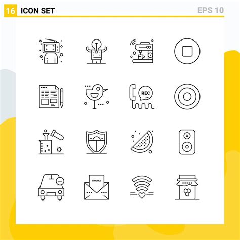 16 User Interface Outline Pack Of Modern Signs And Symbols Of File Multimedia Person Wifi Iot