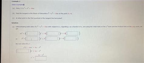 Solved Video Example 4 A Find Y′ If X2 Y3 1 Ifry B Find