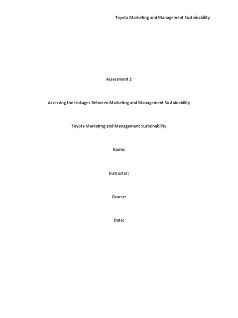 Assessing The Linkages Between Marketing And Management Sustainability
