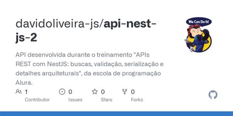 David Oliveira No Linkedin Github Davidoliveira Jsapi Nest Js 2 Api Desenvolvida Durante O